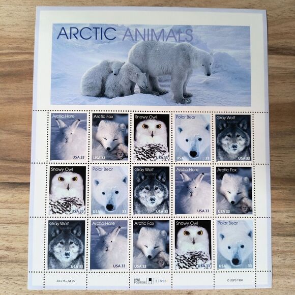 USPS | Office | Vintage 998 Usps Arctic Animals 33 Stamp Sheet Mint Nh ...